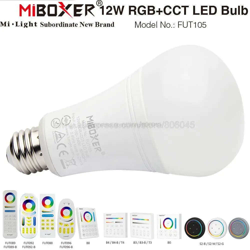 Miboxer E27 12w Rgb+cct Led Bulb Spotlight Fut105 110v 220v Full Color ...