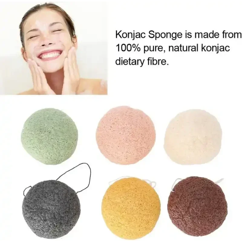 5pcs Puff Natural Cleanse Exfoliator Puff Face Cleaning Sponge Round ...