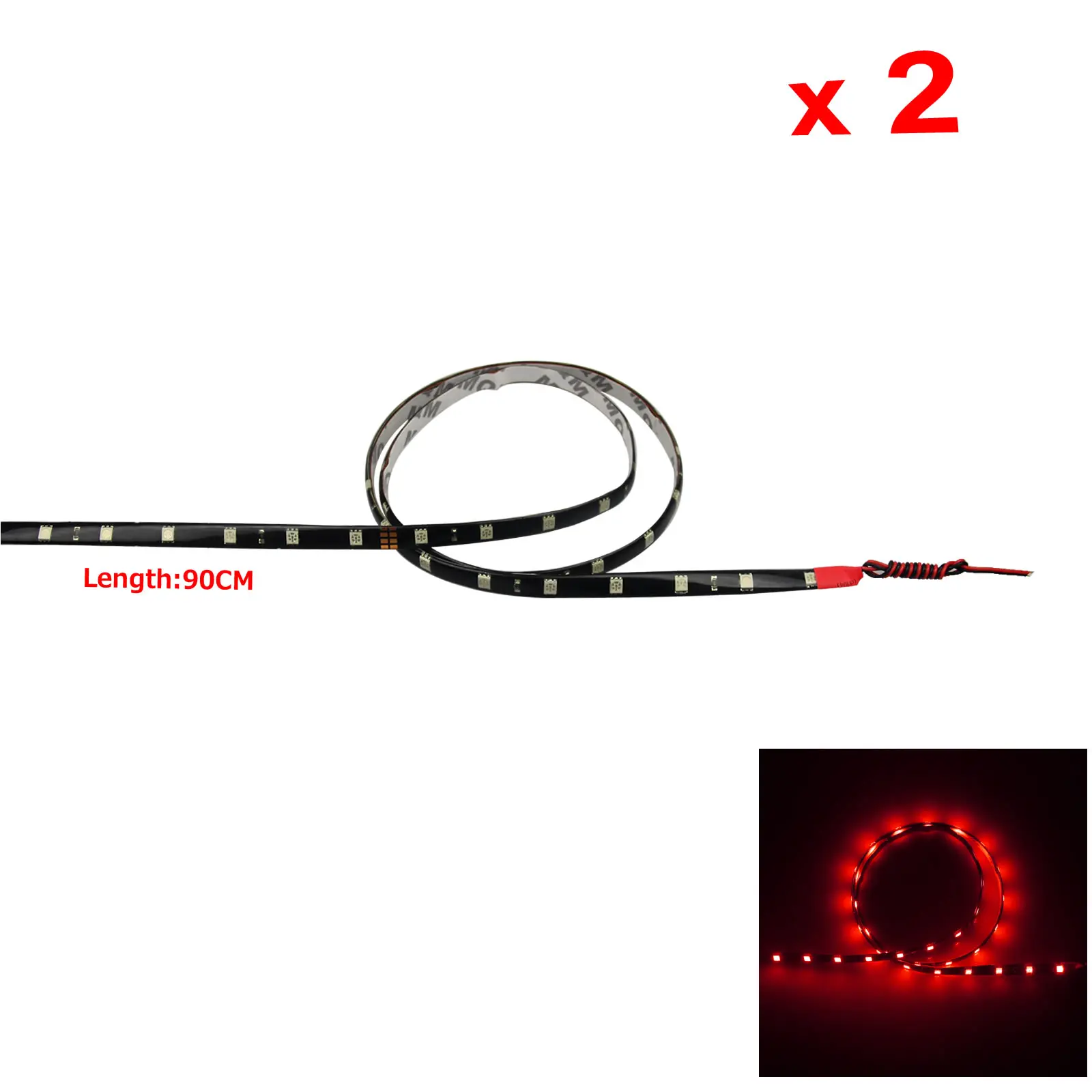 2x-Red-Flexible-Strip-Light-90CM-3FT-36-Waterproof-36-5050-SMD-LED-M025 ...
