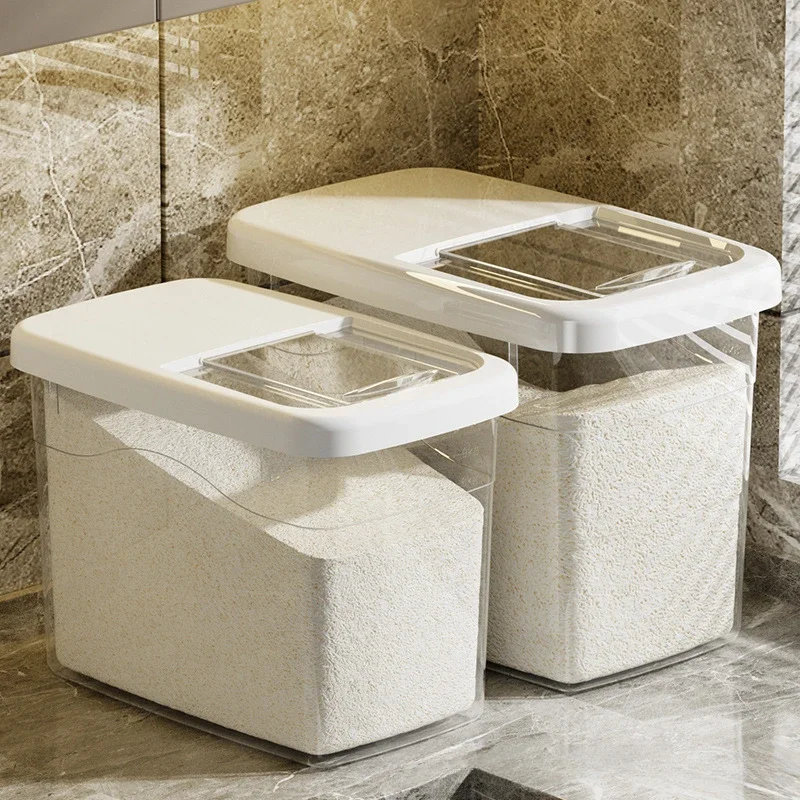 Large-Capacity-15-KG-Rice-Storage-Box-with-Lid-Thickened-Transparent ...