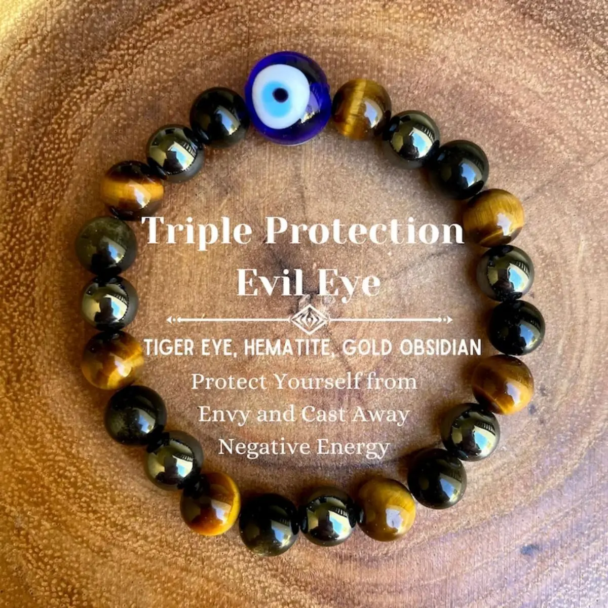 1pc Devil's Eye Natural Stone Beaded Bracelet, Bring Good Luck, Money ...