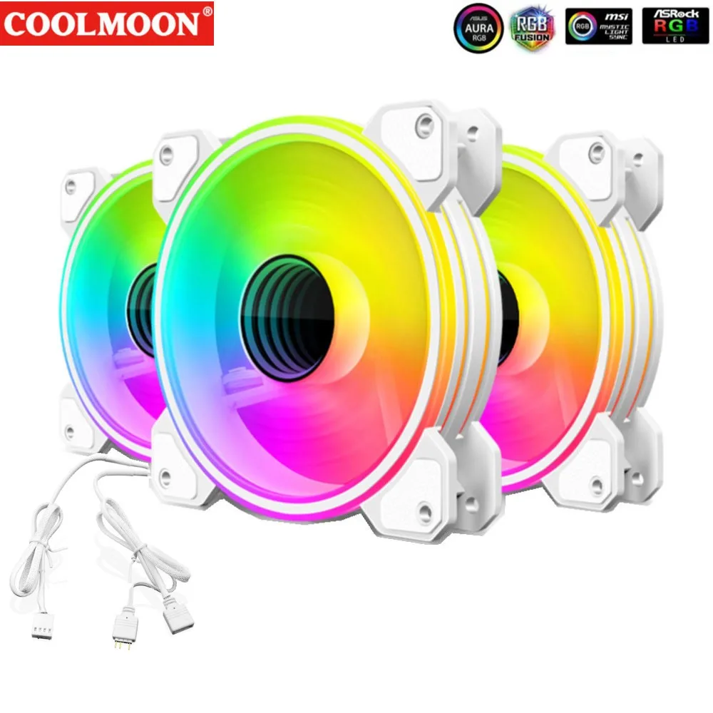 COOLMOON-WF1-12cm-RGB-Cooling-Fan-4Pin-PWM-Temperature-Control-Speed ...