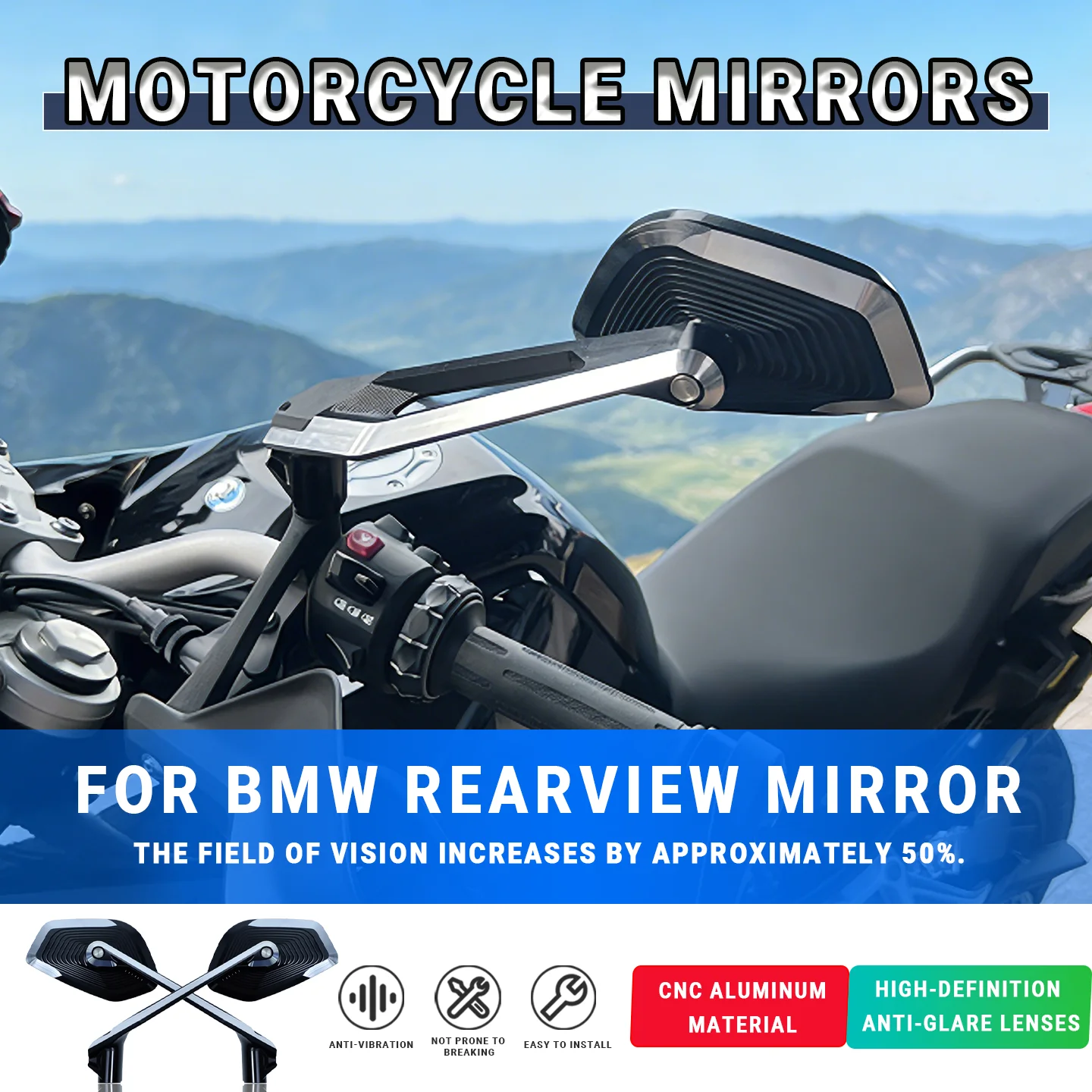 For BMW Rear Mirror For BMW R1300GS R1250GS ADV R1200GS F900GS F850GS ...