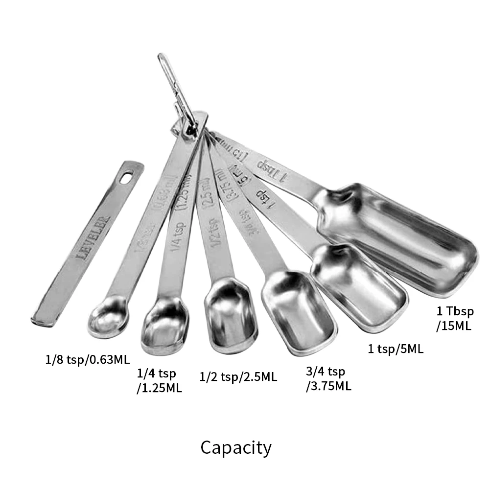 7pcs-Measuring-Spoon-Set-With-Leveler-Baking-Narrow-Long-Handle-Stainless-Steel-Cooking-Kitchen ...