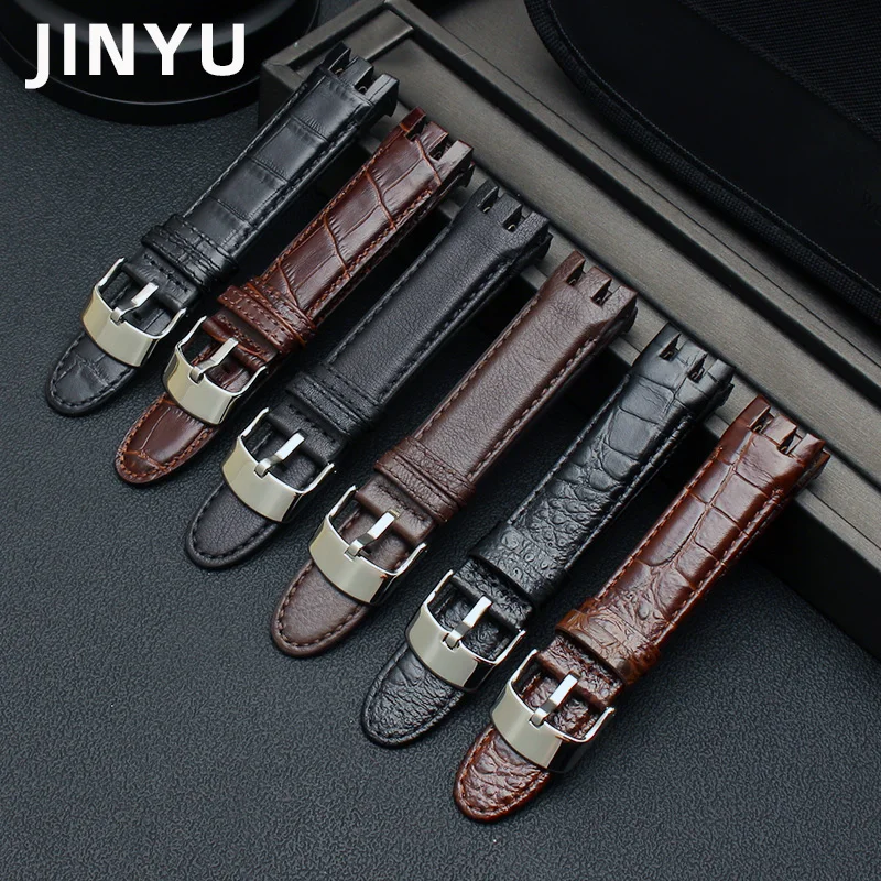 High-Quality-Cowhide-Watch-Strap-For-Swatch-YRS403-412-402G-watch-band ...