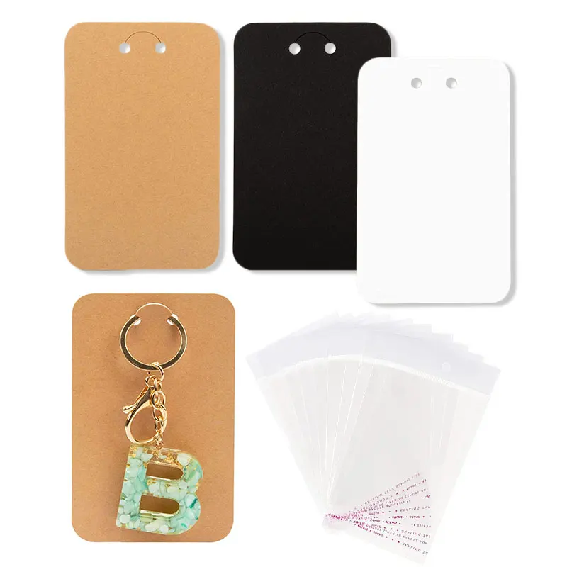 50pcs 7.5x12cm Keychain Packing Cards Kraft Paper Cards for diy Jewelry ...