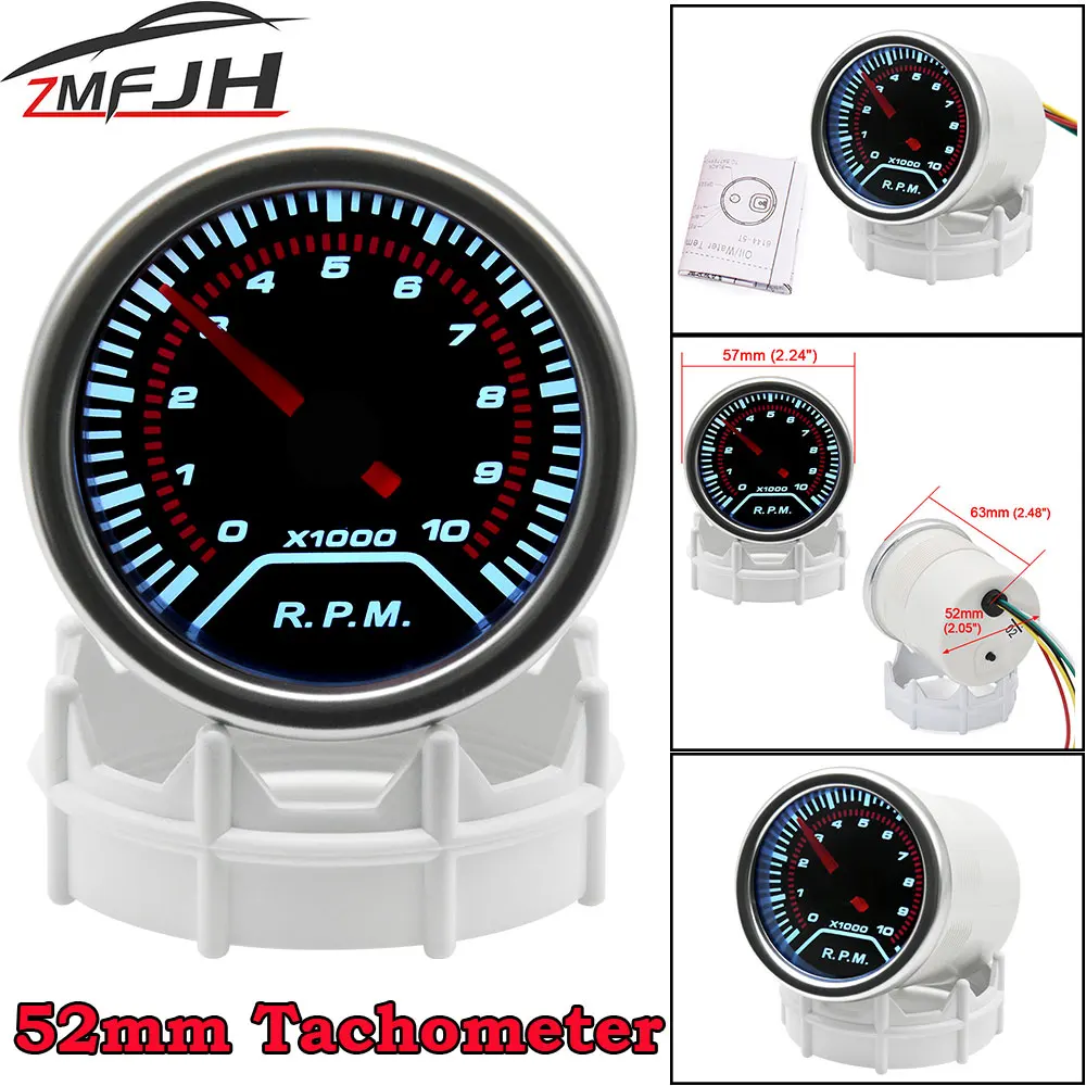 Auto-Car-Tachometer-Tacho-Gauge-0-10000-RPM-Meter-2-52mm-Universal-Car ...