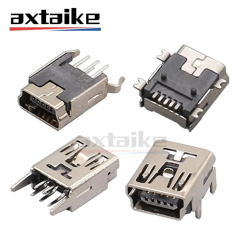 20PCS Mini USB Type B 5Pin Female Socket Right Angle Sinking plate DIP ...