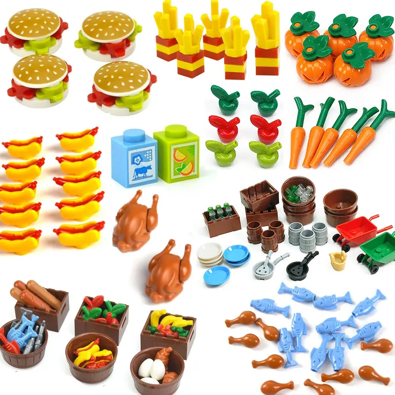 Food-DIY-Building-Blocks-Chicken-Pumpkin-Fish-Fruit-Hot-Dog-eggs-Pot ...