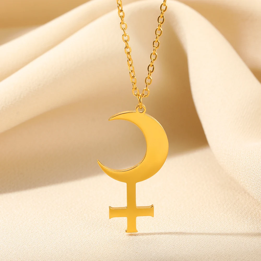 Gold-Color-Moon-Cross-Lilith-Symbol-Pendants-Necklace-For-Women ...