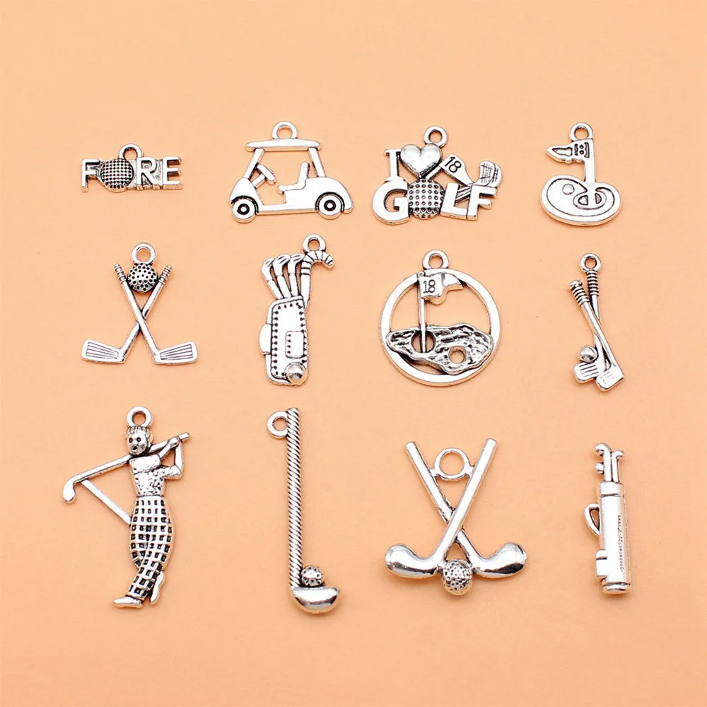 12pcs-lot-Antique-Silver-Color-Golf-Charms-Collection-For-Jewelry ...