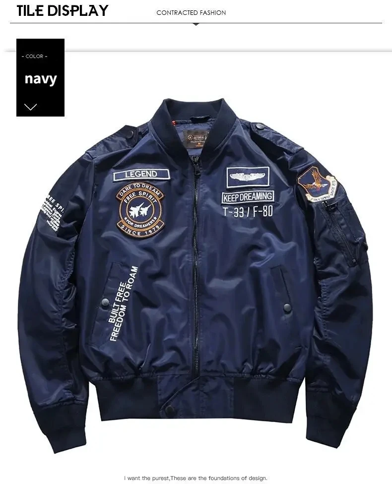 K-Pop High-quality Embroidery Coat Autumn Mens Casual Jacket Air Force ...