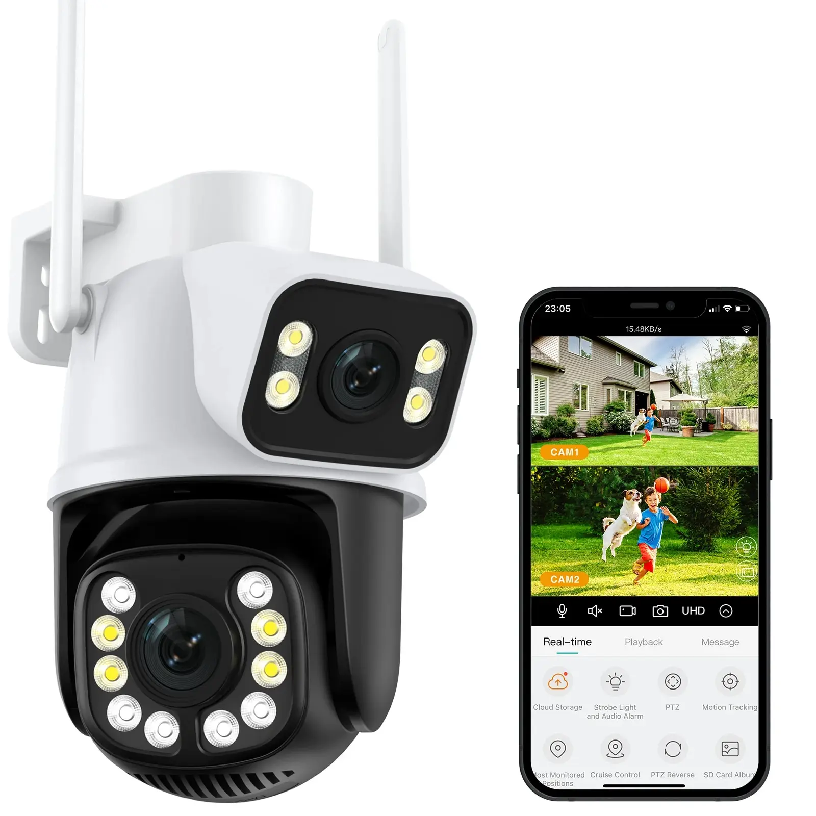 C-mara-PTZ-4K-8MP-HD-Wifi-para-exteriores-4MP-lente-Dual-pantalla-AI ...
