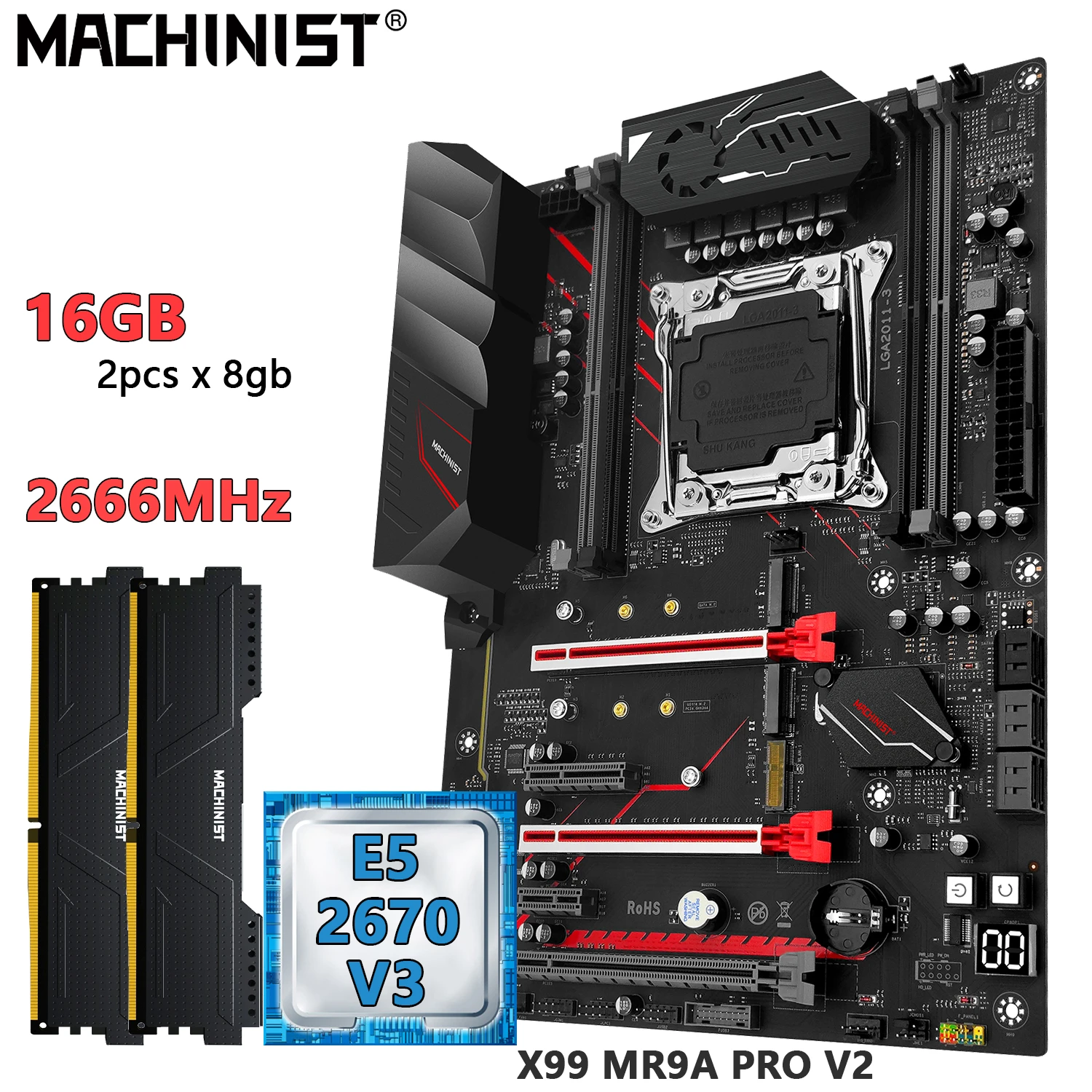 Machinist X99 ATX Placa Mãe, Intel Xeon E5 2670 V3, MR9A Pro V2, CPU ...