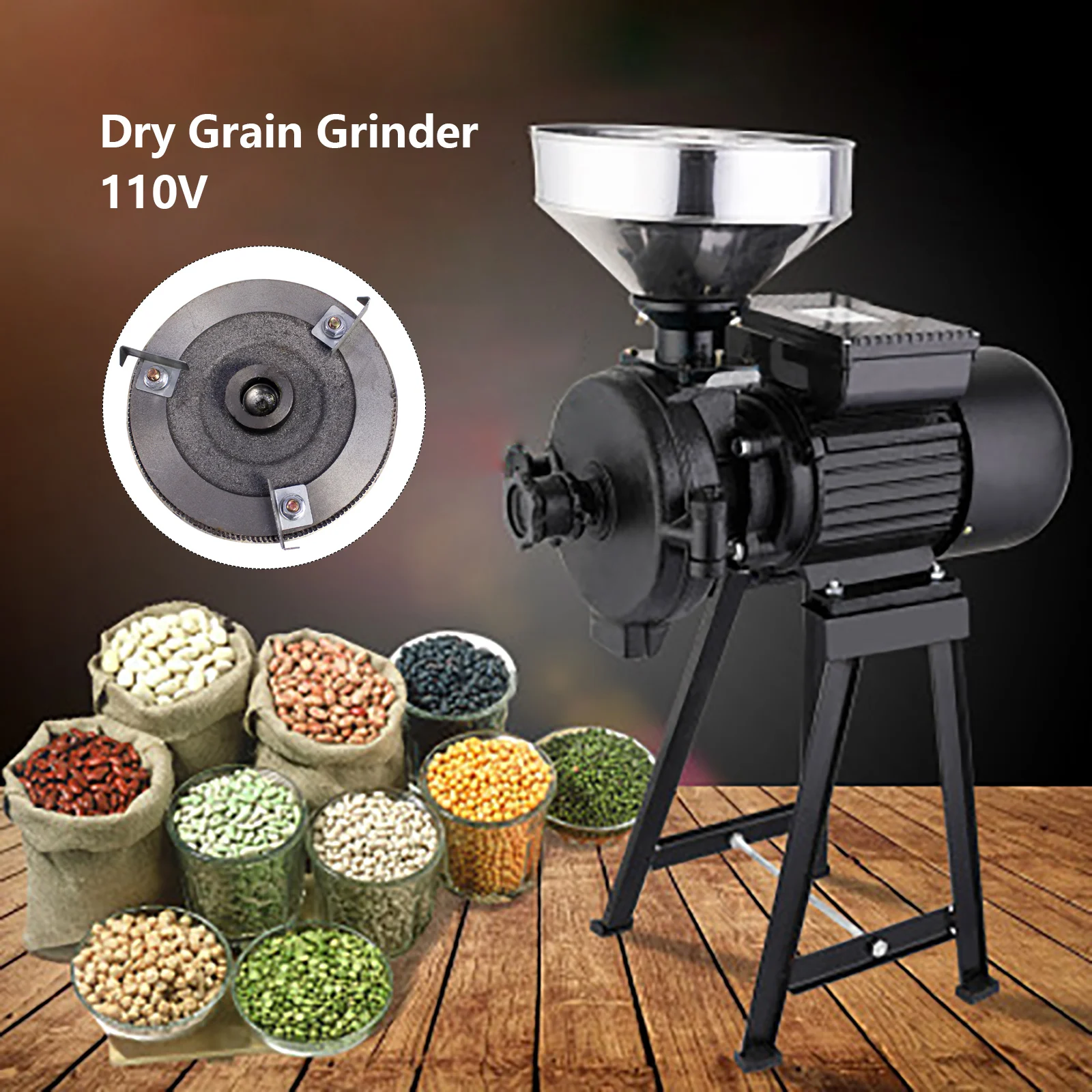 Grinder-Mill-Electric-Grain-Corn-Wheat-Feed-Flour-Dry-Wet-Cereal ...