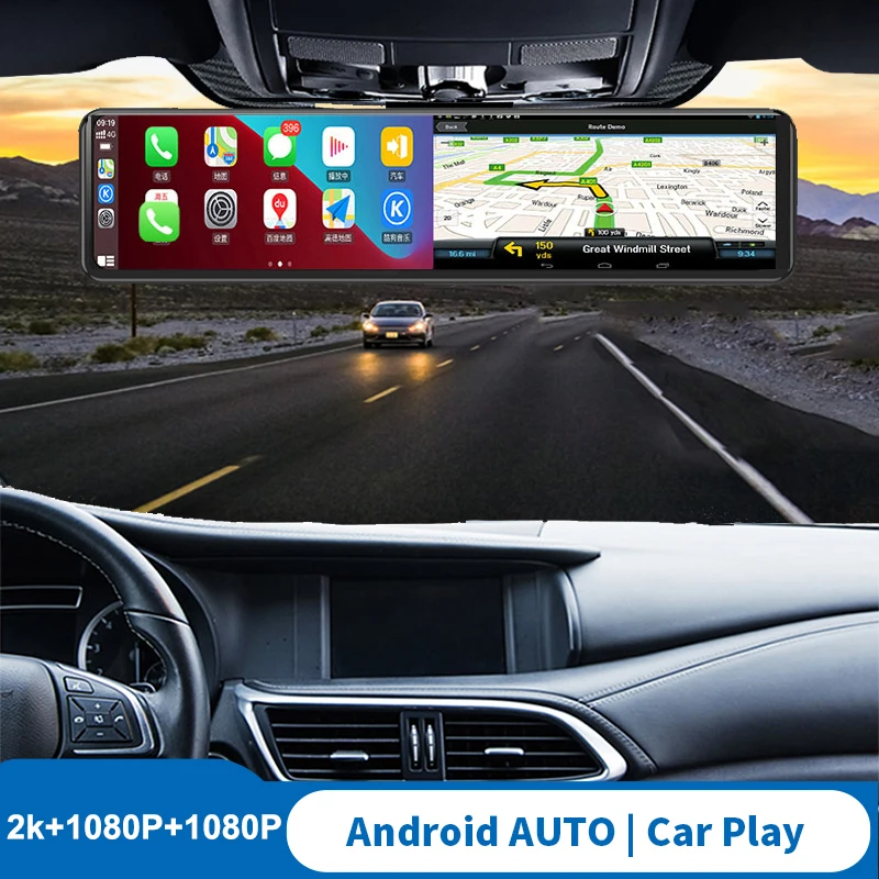 12 Inch 2k Portable Wireless Apple CarPlay Android Auto Multimedia ...