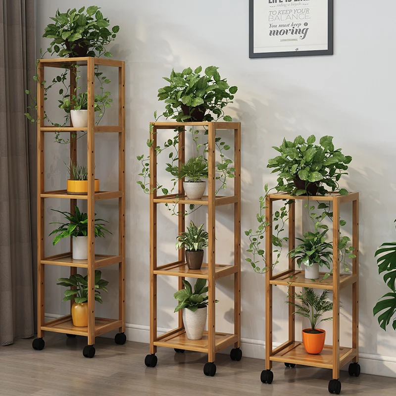 Bamboo-Multi-Storey-Plant-Stand-Modern-Balcony-Flower-Rack-with-Wheels ...