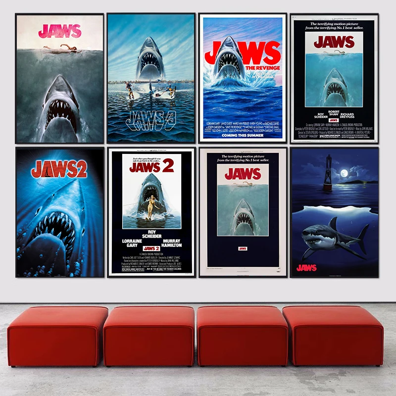 Jaws-Movie-Horror-Shark-Posters-and-Prints-Canvas-Painting-Wall-Art ...