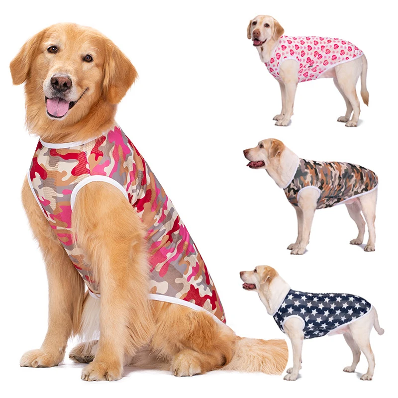 Large Dog Clothes Thin Breathable Dog Vest Summer Camouflage Pet ...