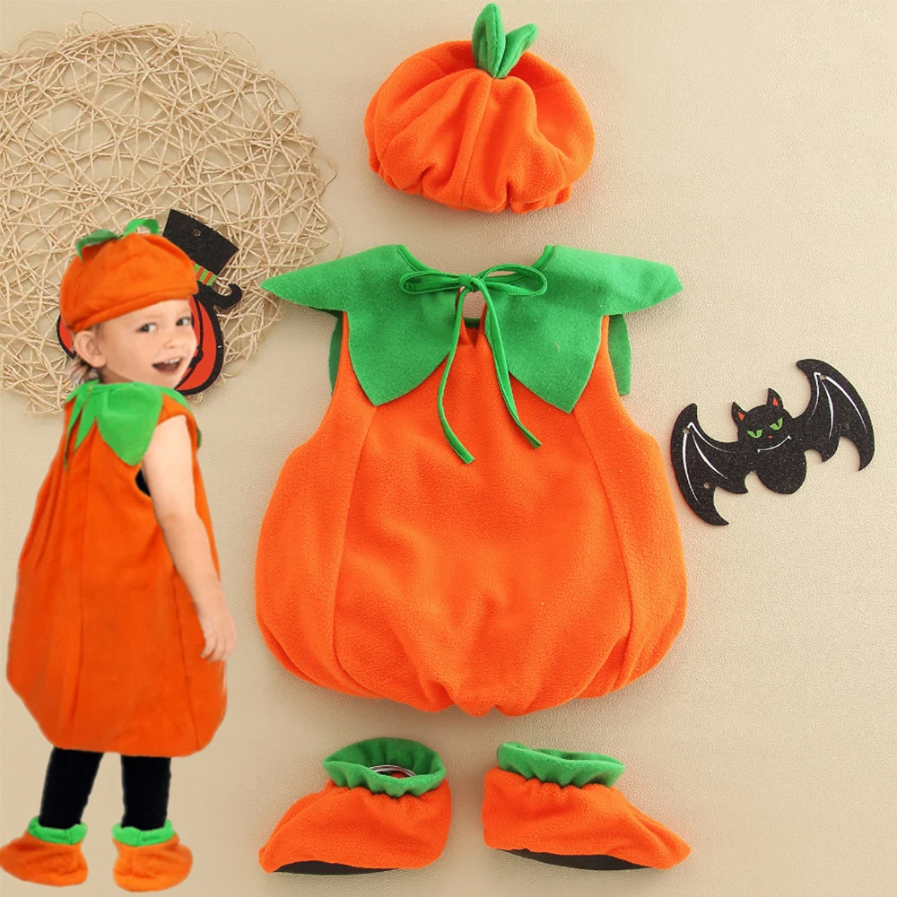 Disfraz-de-calabaza-de-Halloween-para-ni-os-conjunto-de-3-piezas-Pelele ...