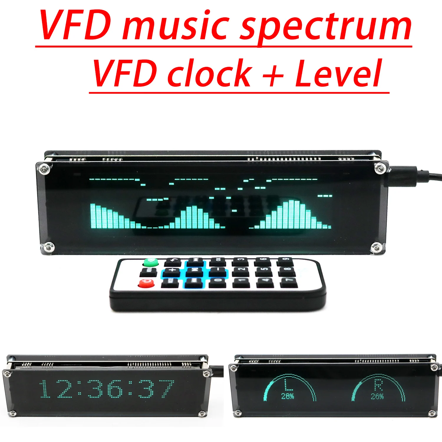 VFD Audio Spectrum Analyzer VFD CLOCK Display VFD Sound Level VU Meter ...