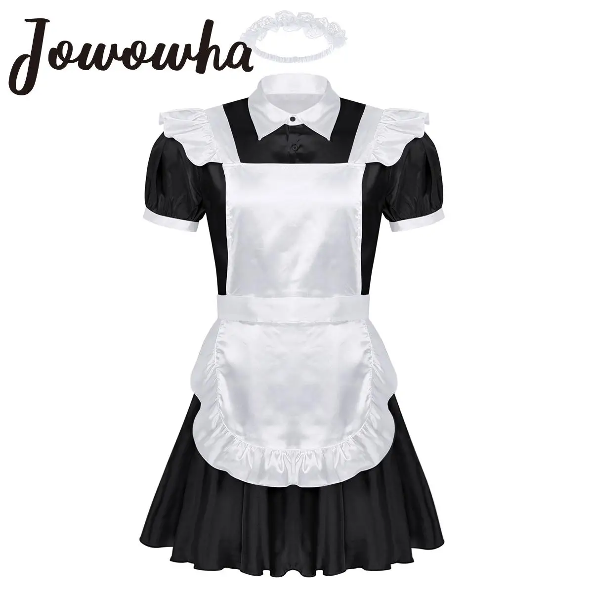 Disfraz-de-Sissy-Maid-para-hombre-ropa-de-dormir-de-sat-n-con-mangas ...