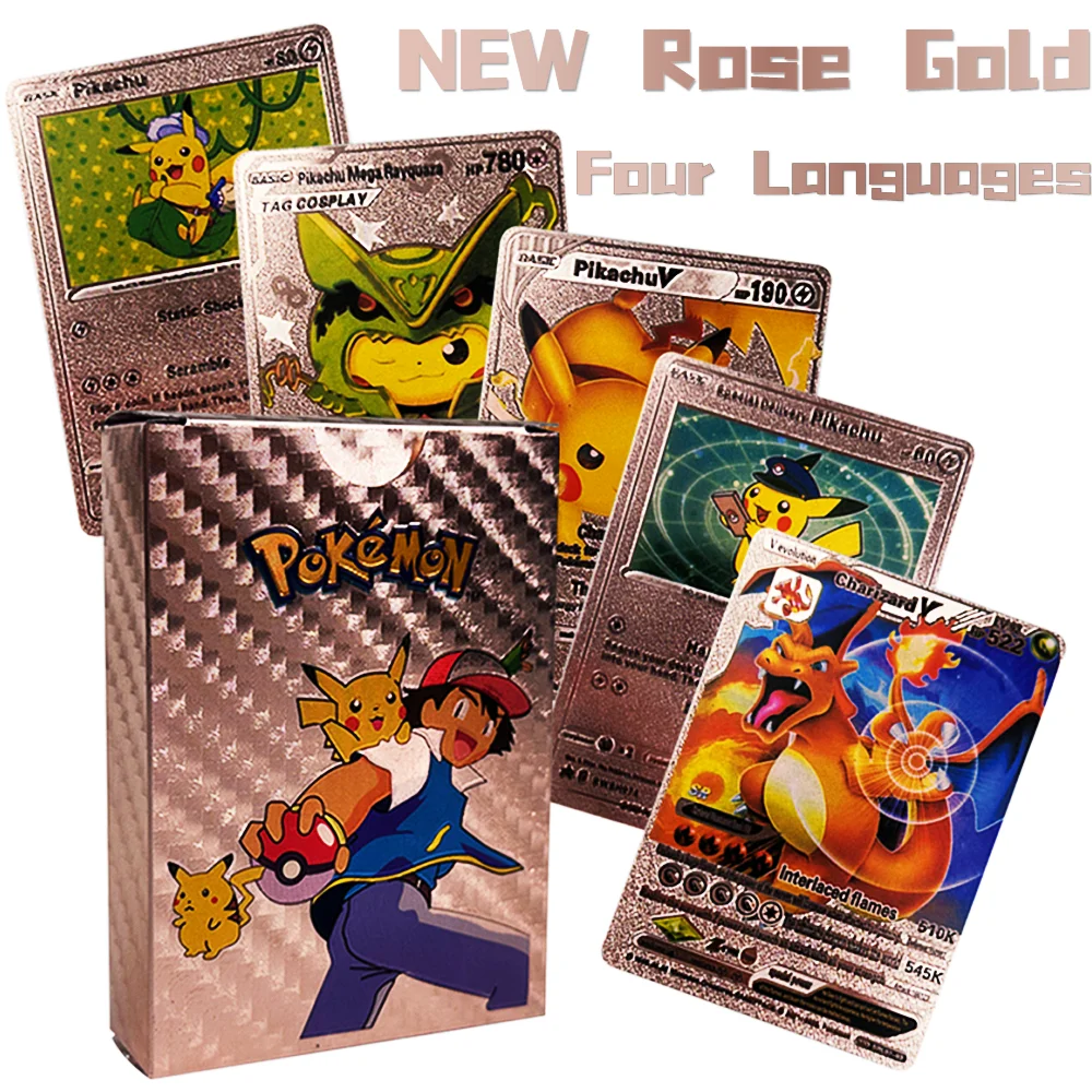 Pokemon-Rose-Gold-Card-Box-Pikachu-Charizard-Arceus-Gold-Black-Silver ...