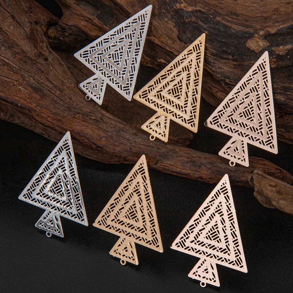 10pcs-30-42mm-Triangle-Charms-Hollow-Out-Interweave-Texture-Charm-Brass ...