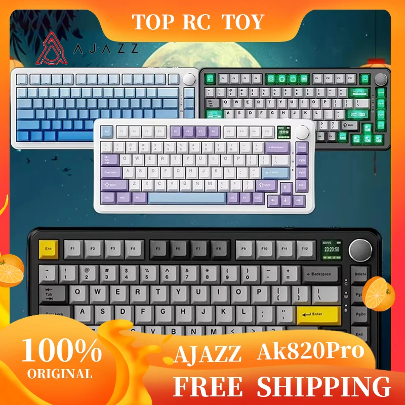 AJAZZ Ak820 Pro Mechanical Keyboard Tri Mode Wired Wireless Bluetooth ...