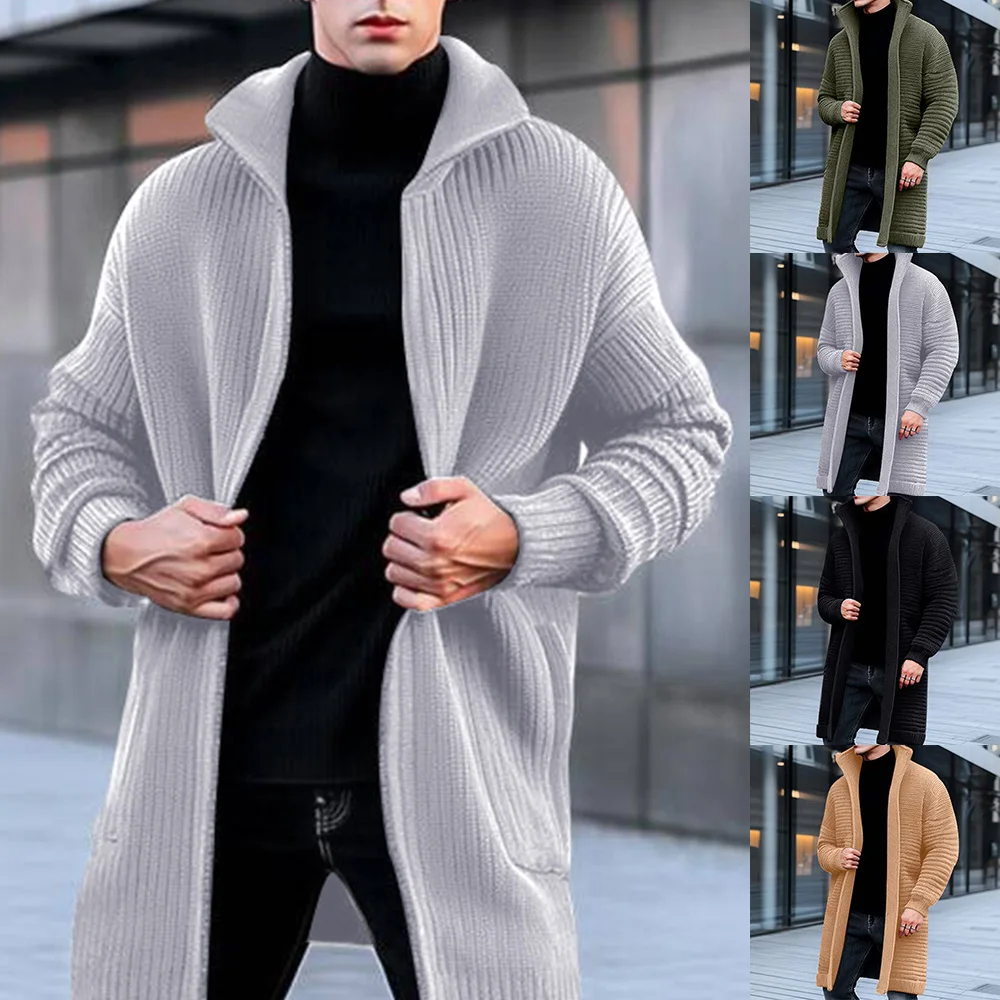 Overcoats-Men-Sweater-Cardigan-Long-Winter-Warm-Casual-Long-Sleeve-Knit ...