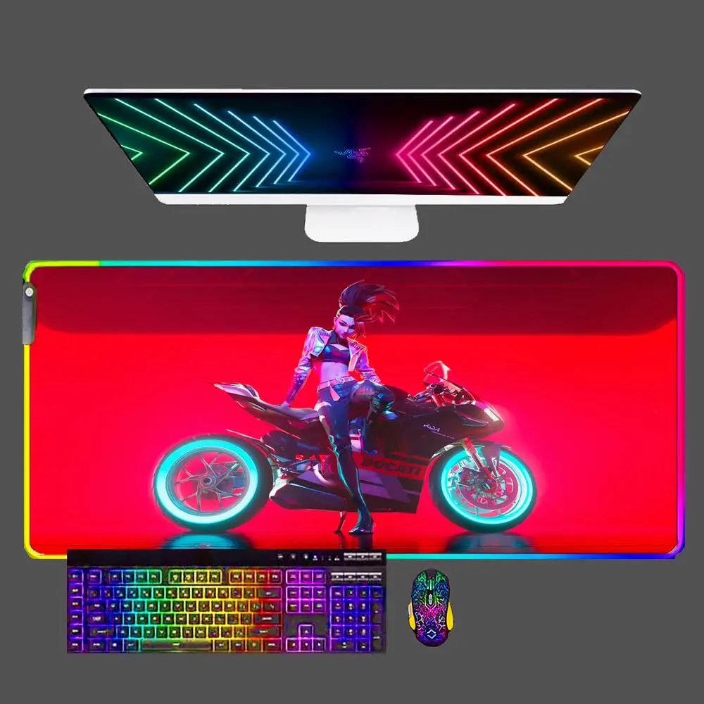 KDA Akali League of Legends RGB Mouse Pad Large Gamer XXL Keyboard LED ...