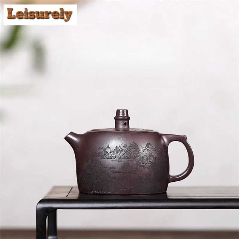 200ml-Boutique-Yixing-Purple-Clay-Teapot-Handmade-Landscape-Scenery-Pot ...