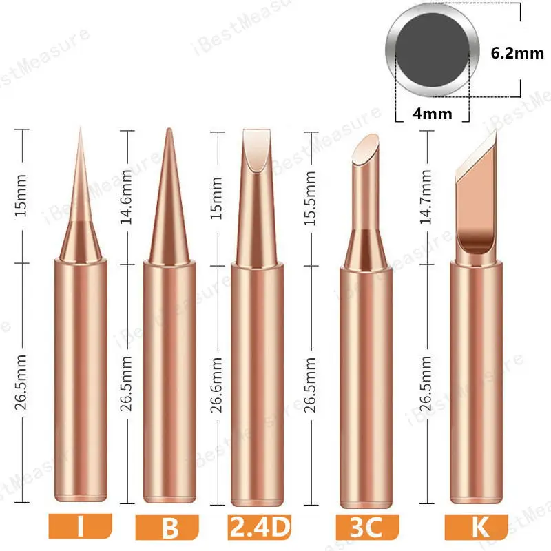1/5pcs 900M-T Pure Copper Soldering Iron Tip Lead-free Solder Tips Welding Head BGA Soldering ...