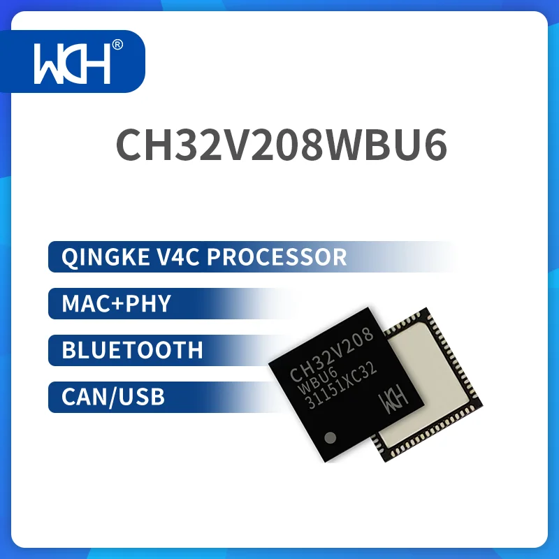 CH32V208WBU6 Wireless MCU QingKe V4C Processor MAC+PHY Bluetooth CAN/USB, 10Pcs/Lot| | - AliExpress