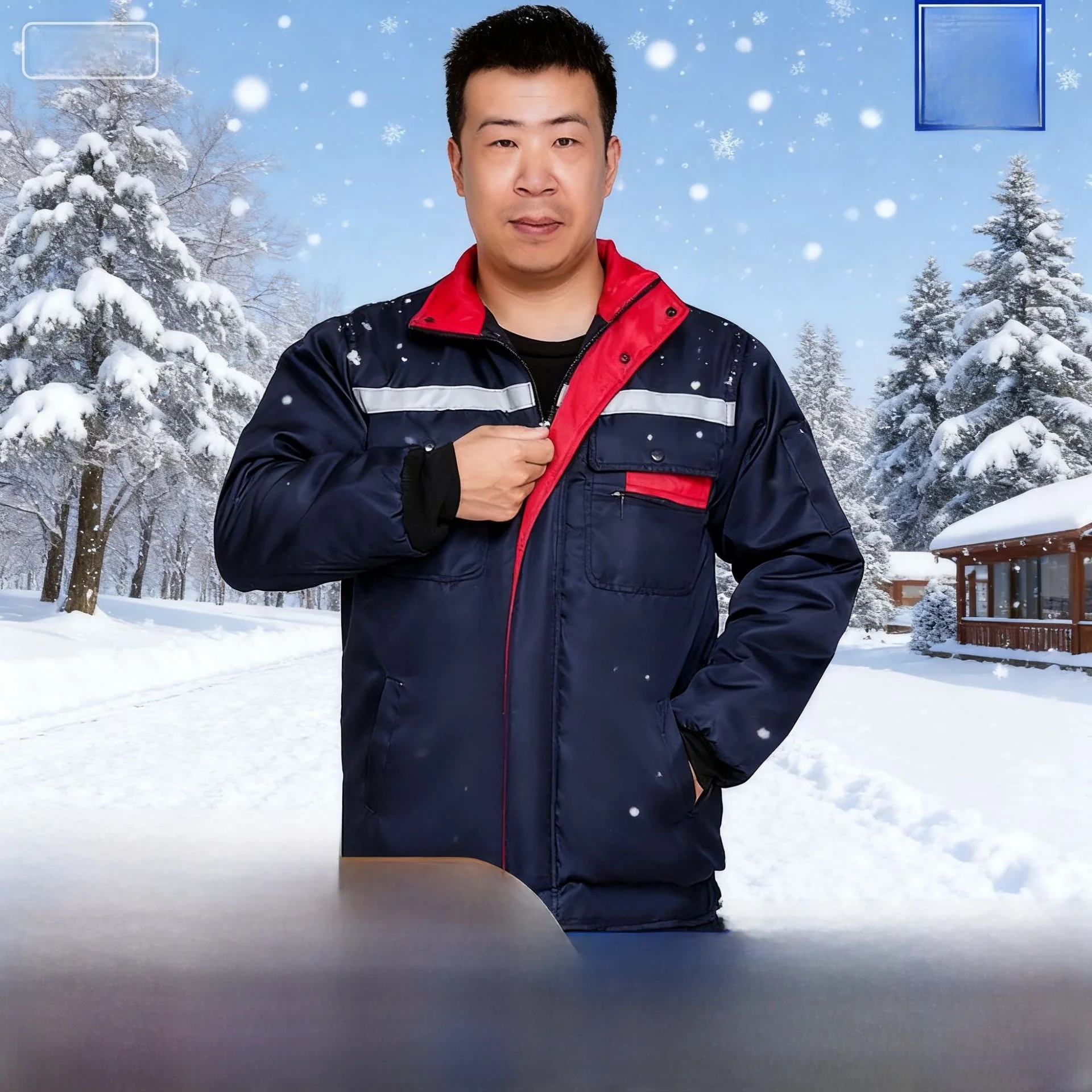 Thickened Fleece Winter Workwear Cotton Jacket Men's Work Uniform Anti ...