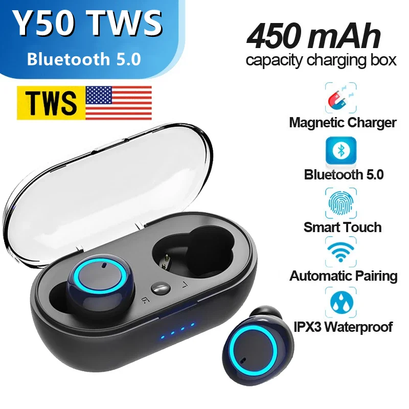 Y50-TWS-Bluetooth-Earphone-Wireless-Headphones-Earpod-Earbuds-Gaming ...