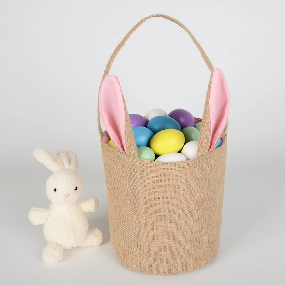 Happy Easter Cartoon Bunny Ears Basket Candy Bag Easter Day Decoration ...