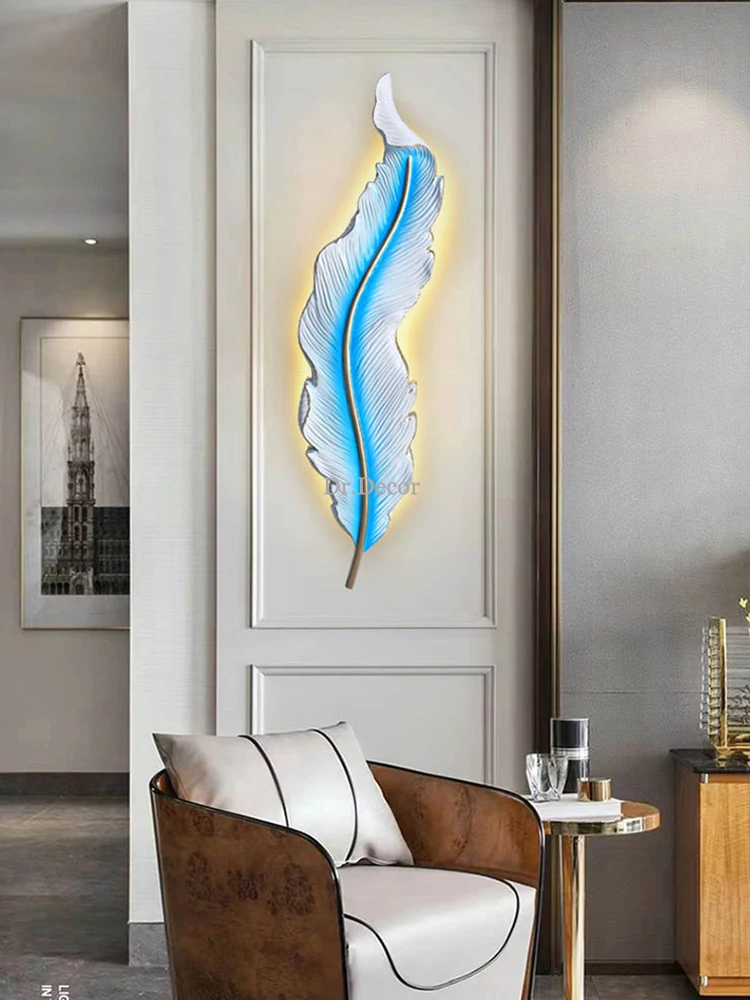 Creative-Led-White-Feather-Wall-Lamp-For-TV-Background-Bedroom-Bedside ...