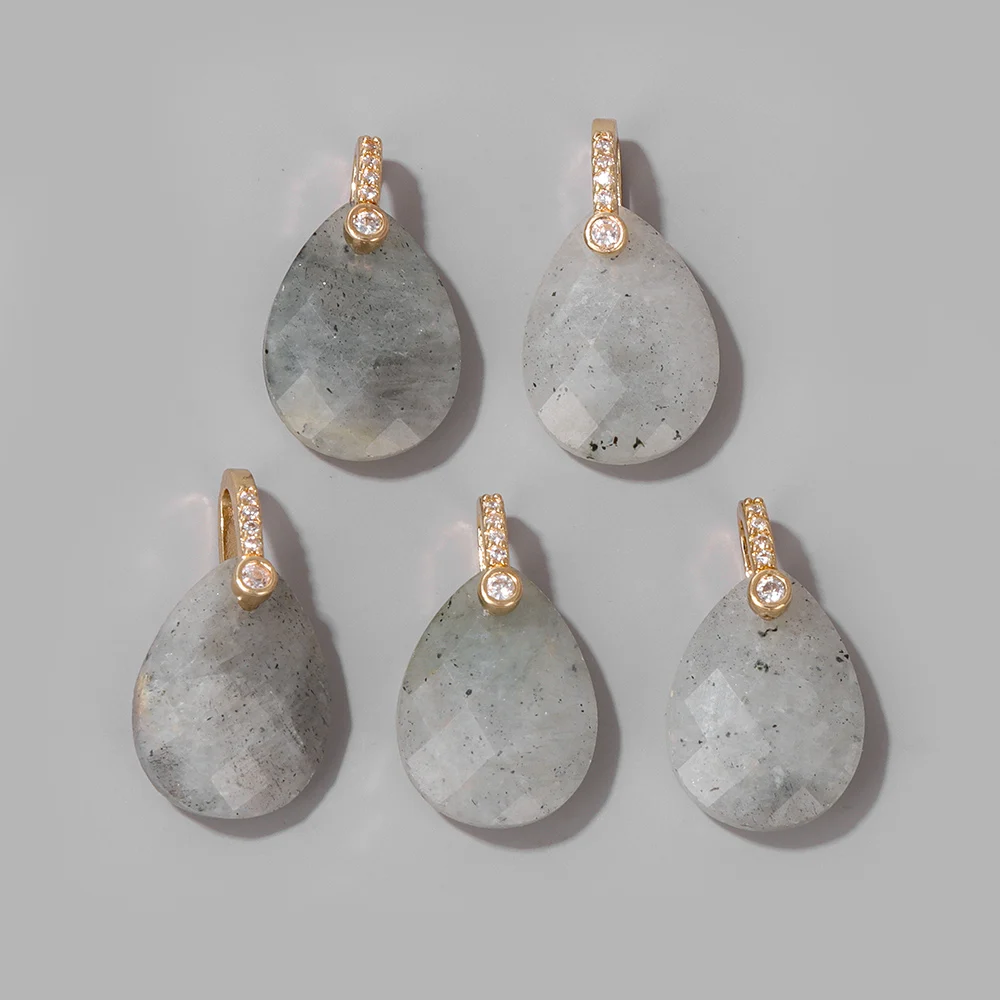 13*17mm Labradourite Water Drop Shape Pendant 3Pcs Natural Stone Tiger ...