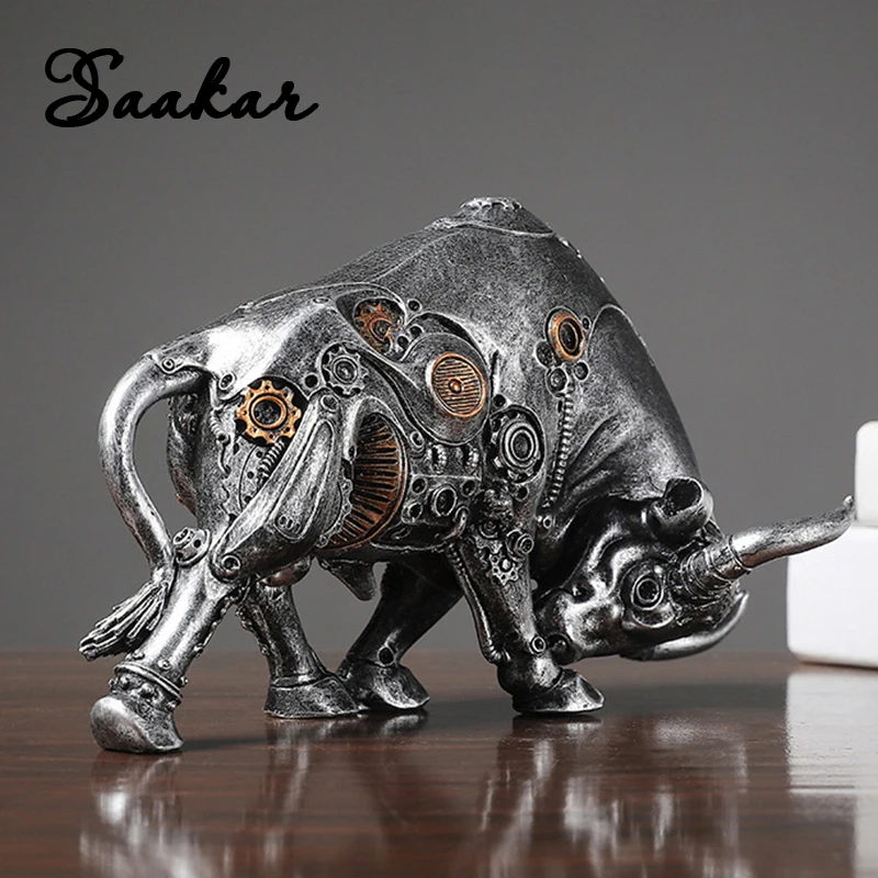 Estatuas-de-arte-de-toro-Steampunk-figuritas-de-animales-de-resina ...