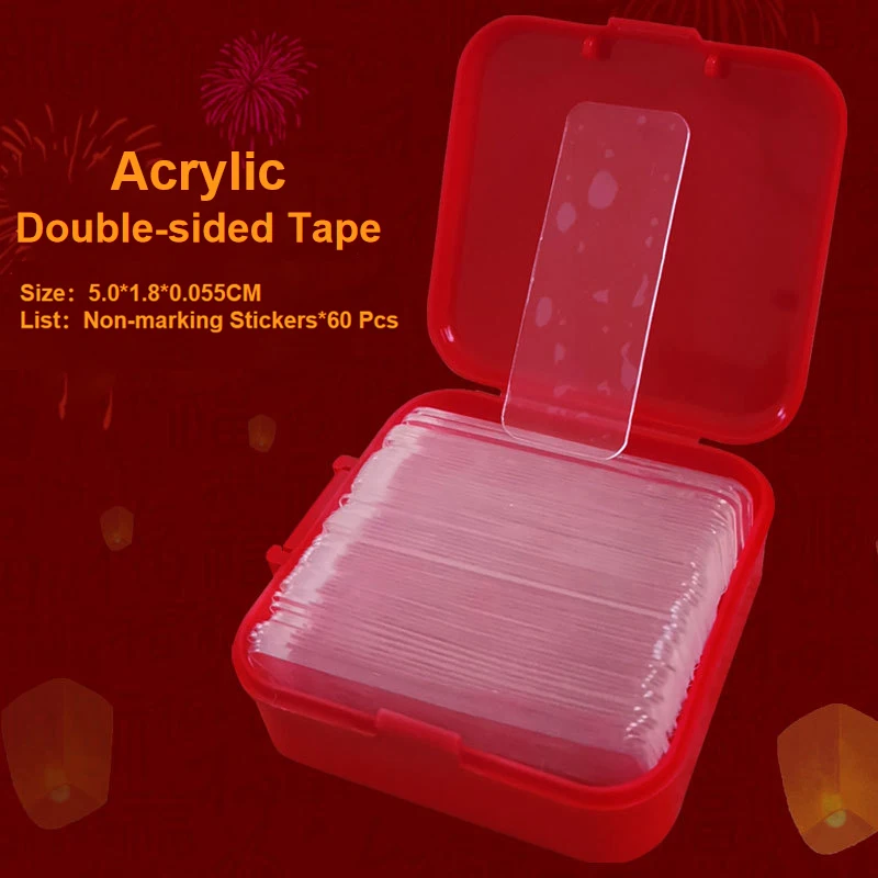 60Pcs-Box-Reusable-Transparent-Double-sided-Tape-Adhesive-Clear-PVC ...