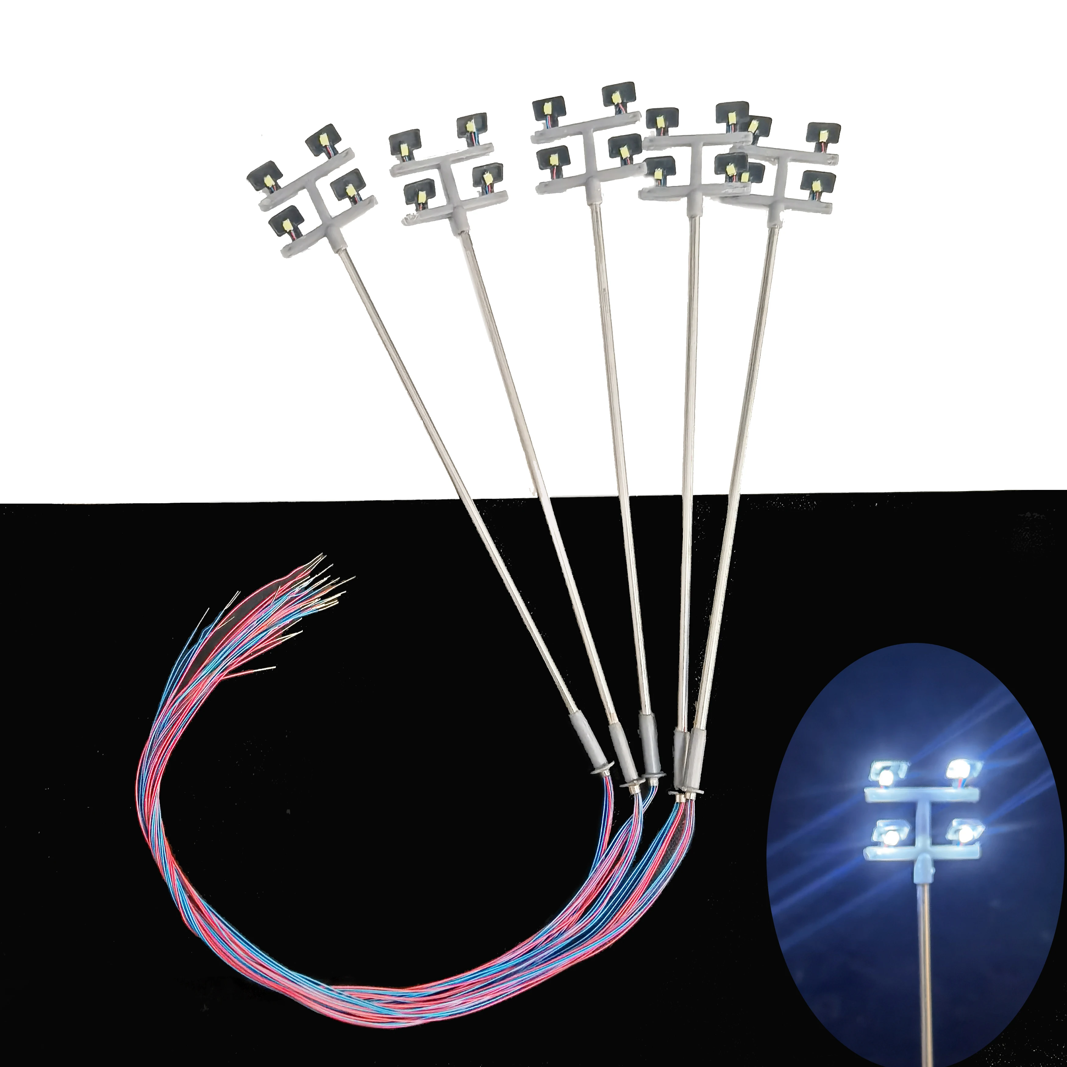 2-5Pcs-Ho-Scale-Model-Lighting-Tower-3V-4pcs-led-Round-Overhead-Light ...