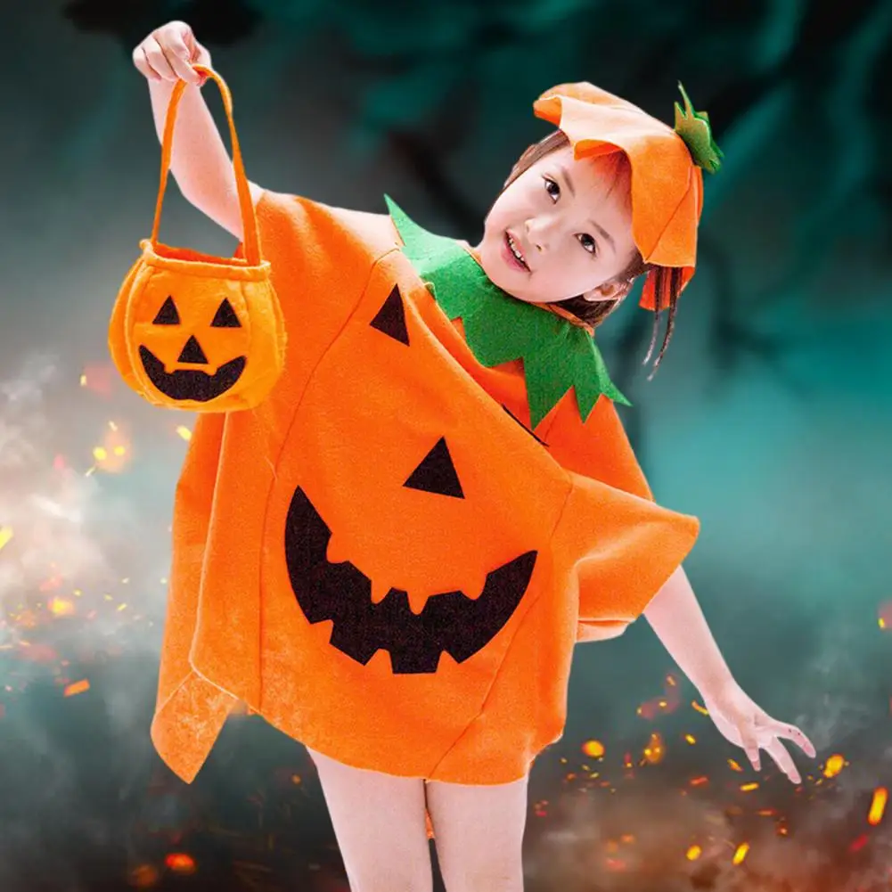Halloween-Pumpkin-Costume-Kids-Halloween-Party-Cosplay-Clothes-Cape-Hat ...