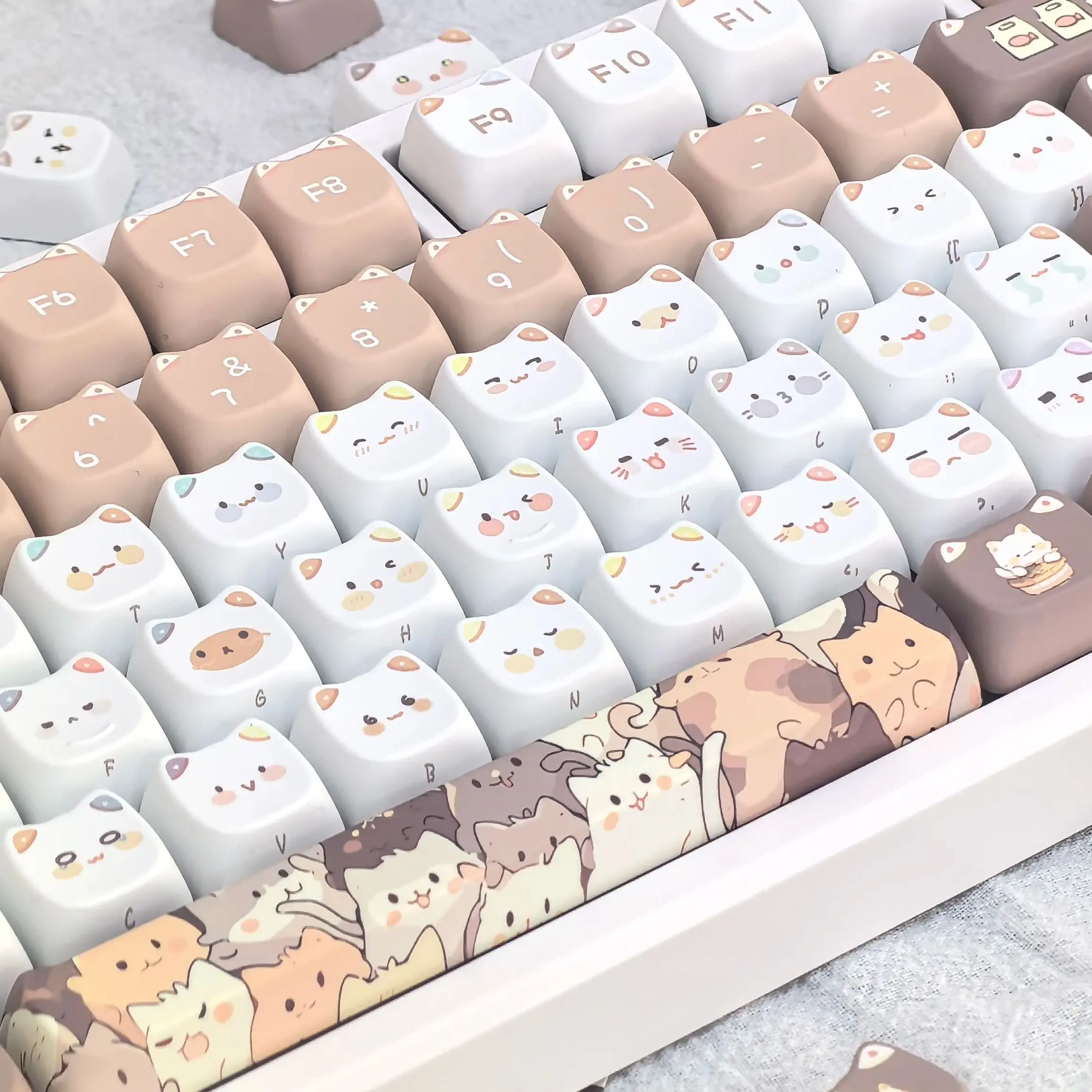 Cute-Meow-Keycaps-Cat-Head-MAO-Profile-PBT-Square-Key-Cap-Thermal ...