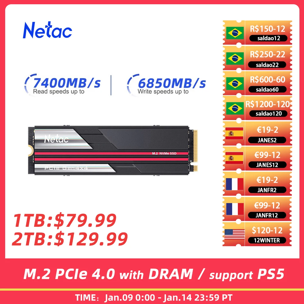 Netac Nv7000 Ssd 1tb M.2 Pcie 4.0 X4 Nvme 7200mb/s Ssd Drive 2tb 4tb M2 ...