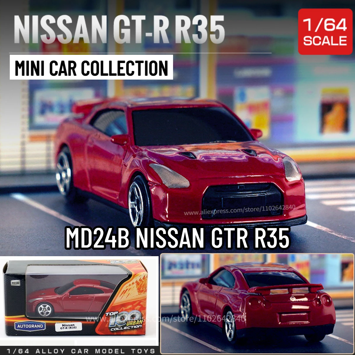 Scale 1/64 NISSAN GTR R35 Mini Car Model, Replica Metal Miniature Art ...