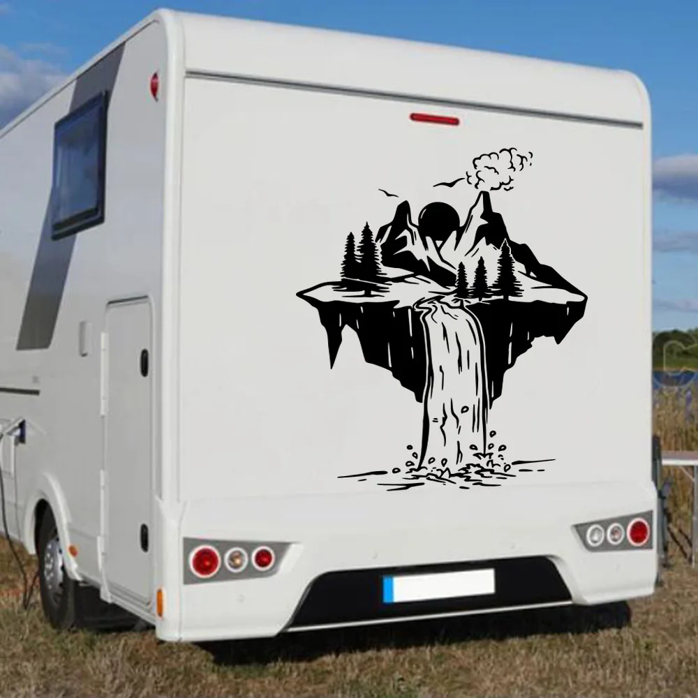 Floating-Island-Waterfall-Mountain-Camper-Rv-Car-Sticker-Decal-Flying ...