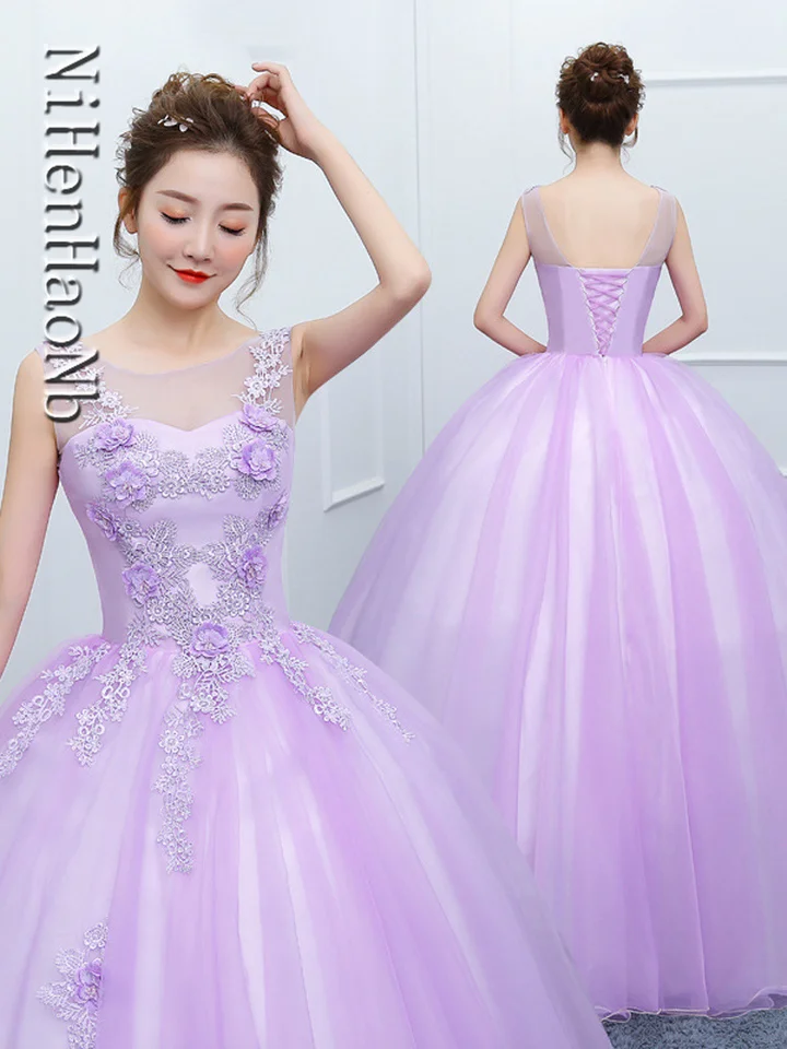 Robes De Quinceanera Violet Clair Queue Sansmanches Robe De Bal Haute