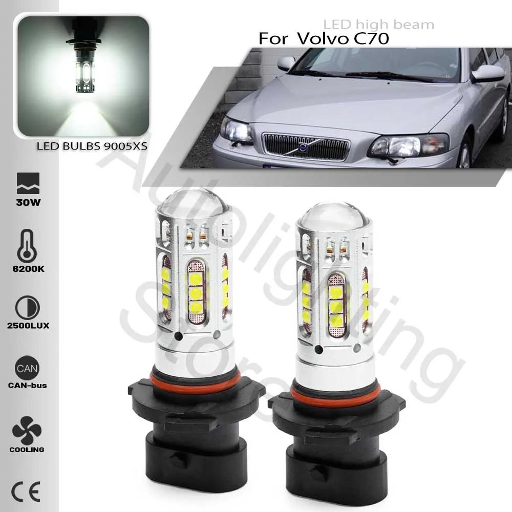 2pcs LED headlight Lamp bulb 9005XS For Volvo V70 II 2000-2001 XC C70 ...
