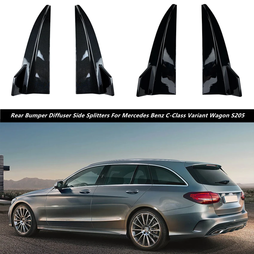 Abs Rear Bumper Diffuser Side Splitters For Mercedes Benz C-class ...